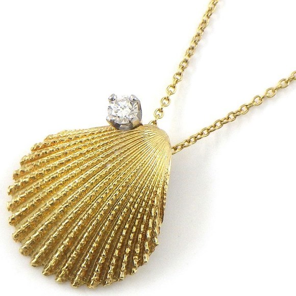 Tiffany & Co. | Jewelry | Tiffany Shell Seashell Motif Diamond Necklace ...